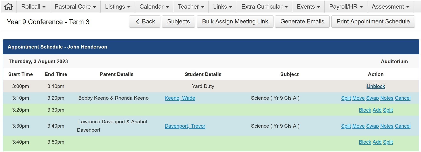 Maintaining Your Appointment Schedule