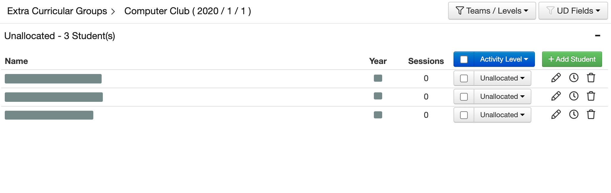 Maintaining Extra Curricular Group Teams/Levels (SK EC)
