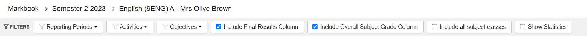 Markbook - Activity Assessment