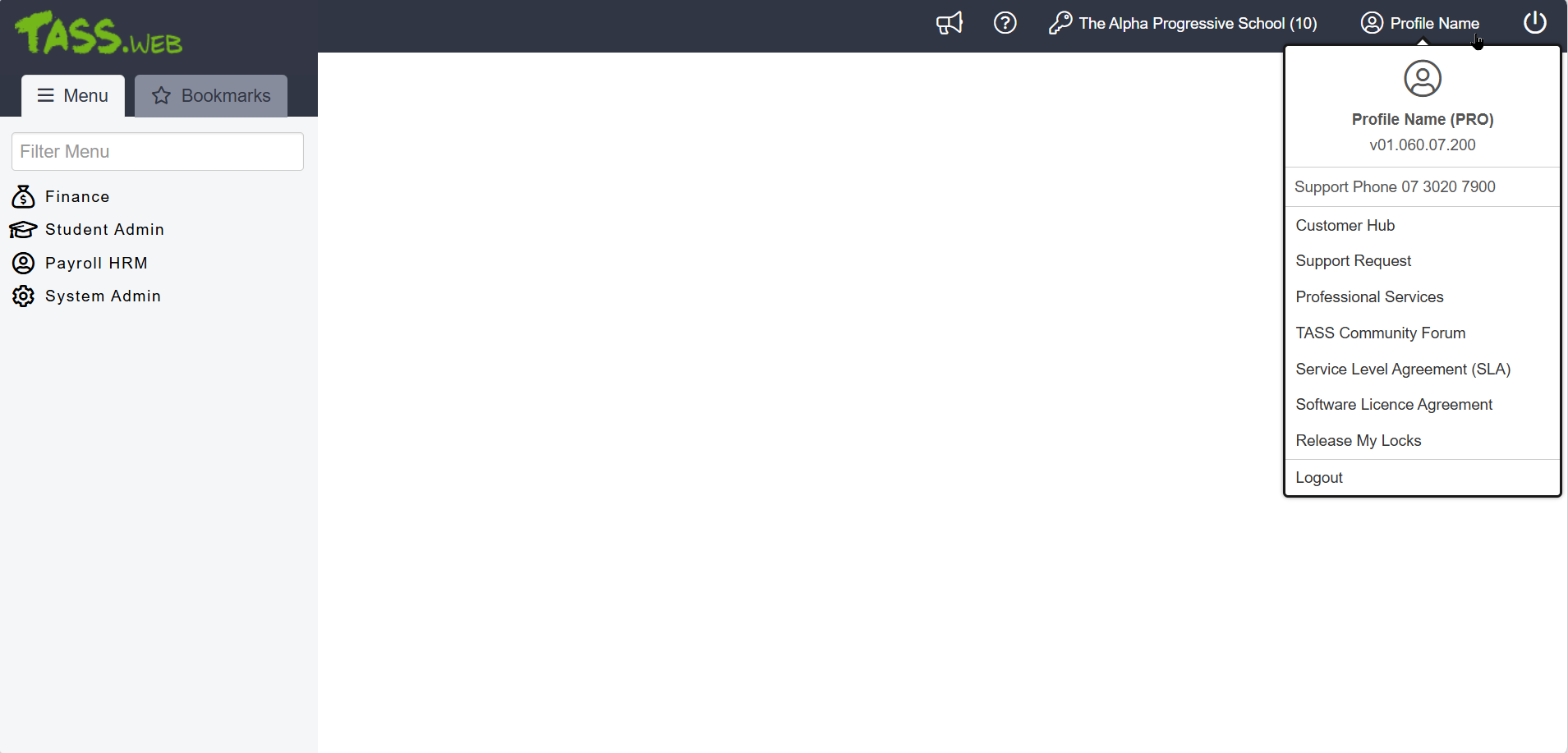 TASS.web User Interface