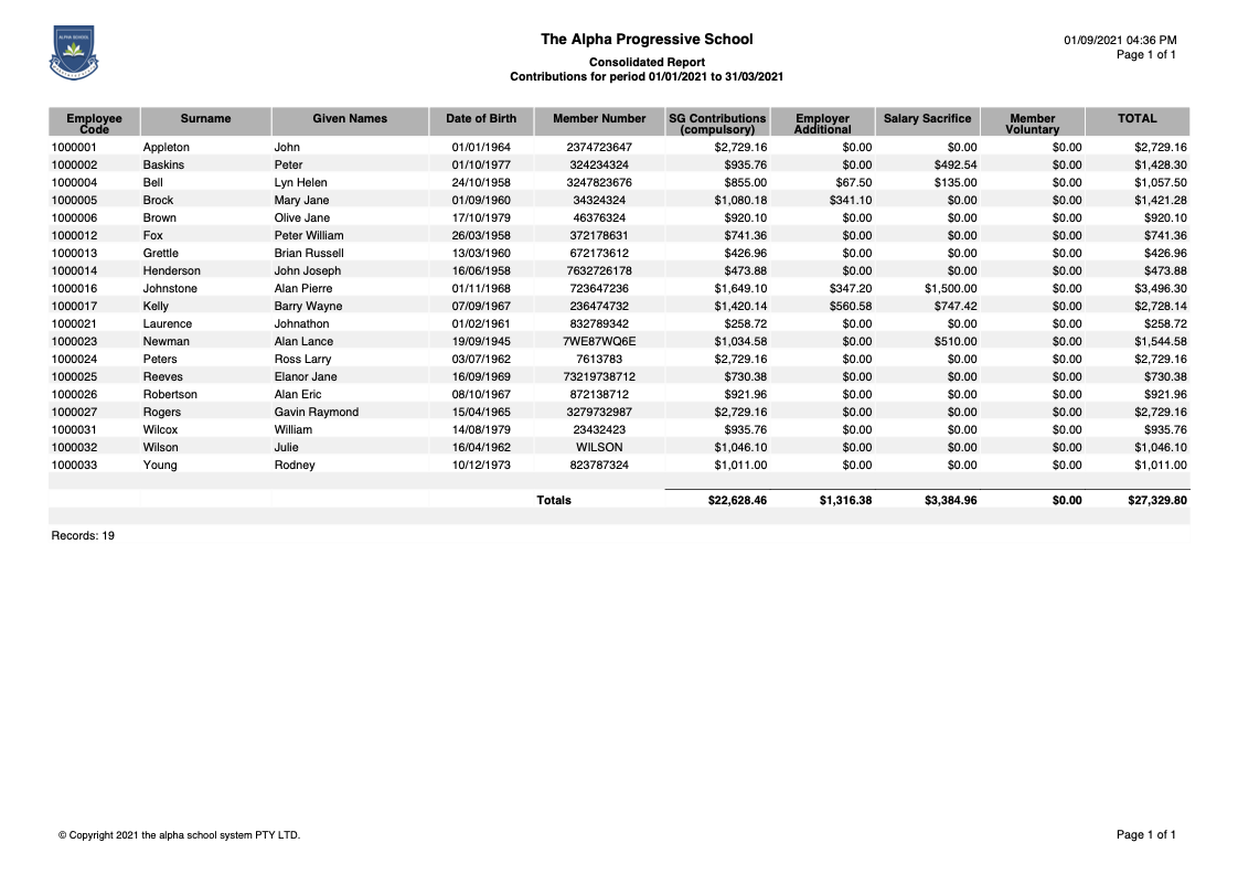 PR - Super Remittance File/Report