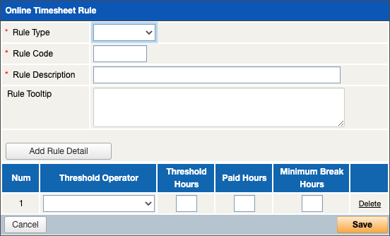 PR - Online Timesheet Rules